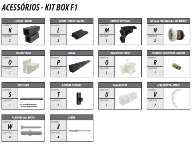 Kit Box Redondo F1 8mm 1,50m (perfis e Acessórios) - Al Indústria - Kit ...